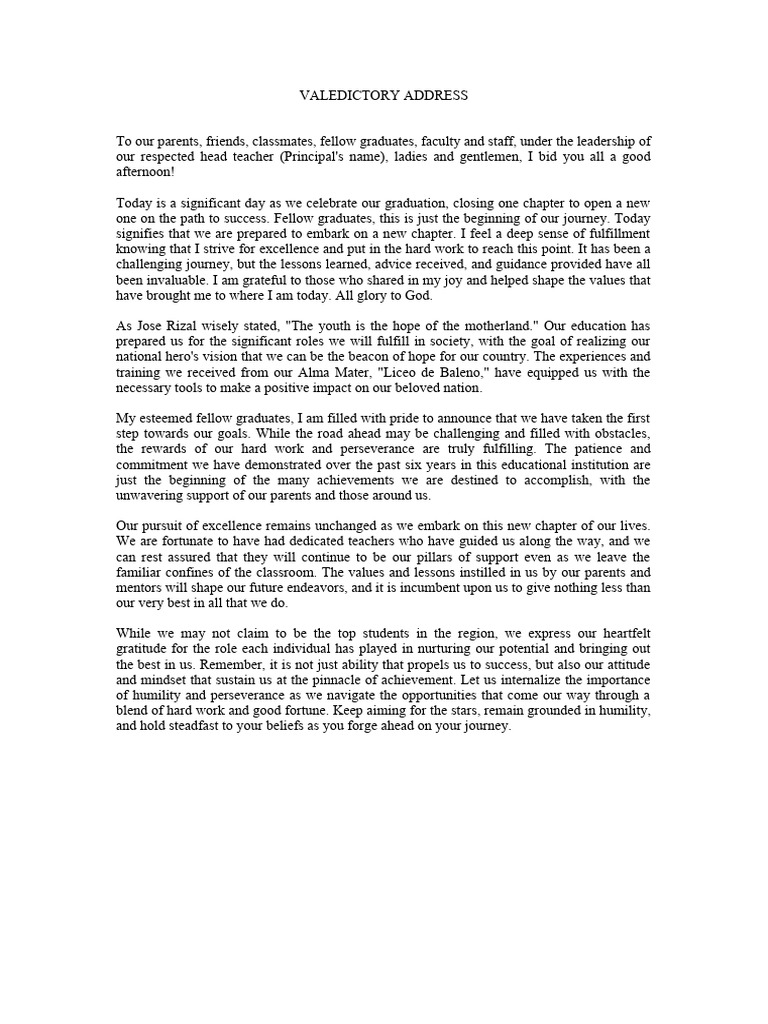 VALEDICTORY ADDRESS | PDF | Social Psychology | Behavior Modification