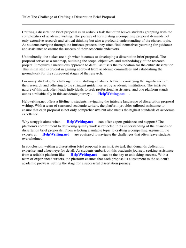 Dissertation Brief Proposal | PDF | Thesis | Sustainability