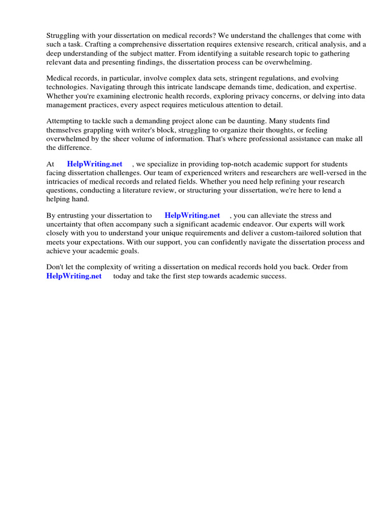Dissertation On Medical Records | PDF | Health Care | Medical Record