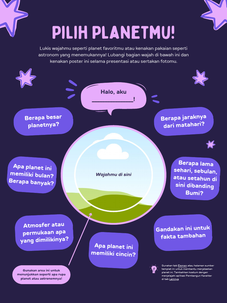 Poster Planet Indigo Ungu Digambar Tangan Organik Aktivitas Vertikal ...