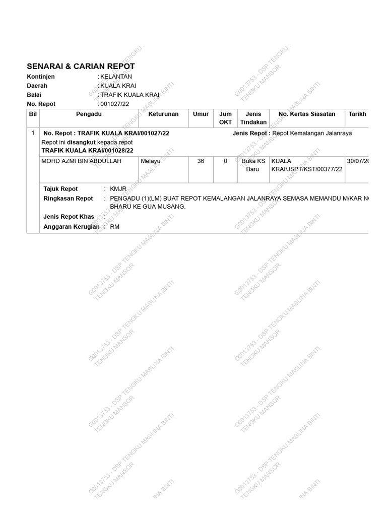 Eo CR Repot Polis | PDF