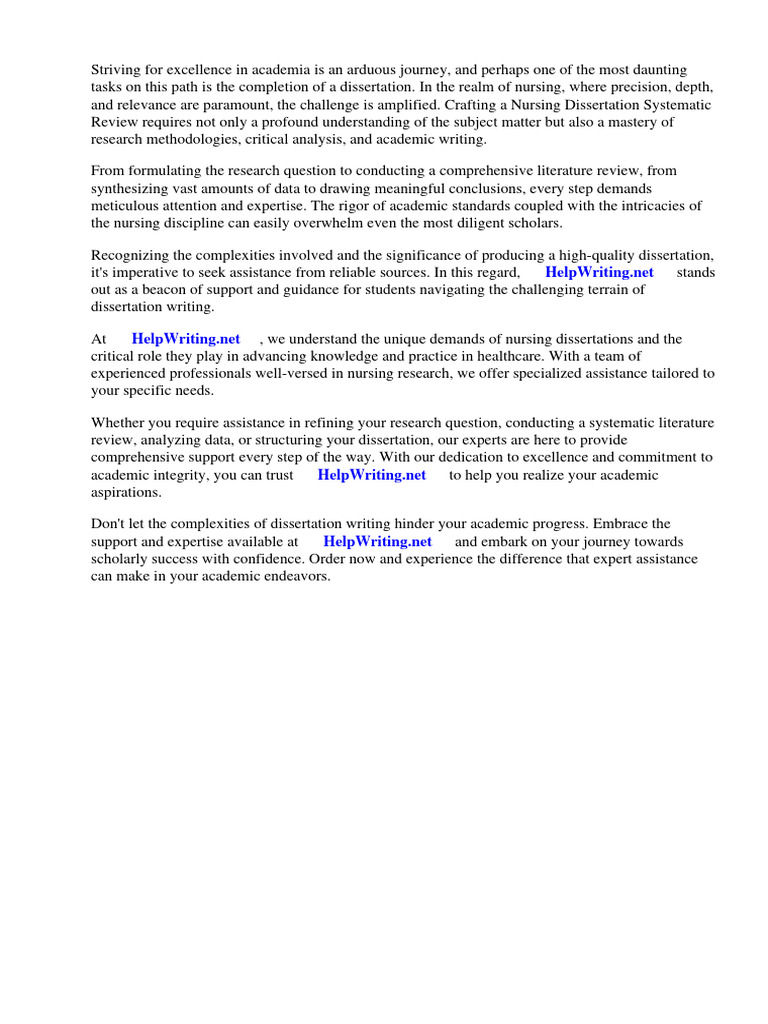 Nursing Dissertation Systematic Review | PDF | Systematic Review ...