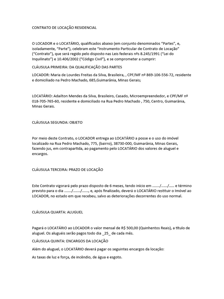 Contrato Funerária | Download grátis PDF | Aluguel | Consentimento
