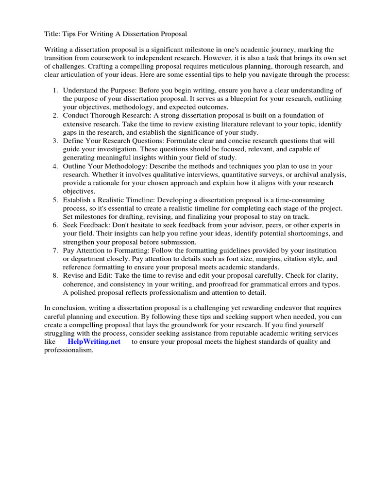 Tips For Writing A Dissertation Proposal | PDF | Thesis | Methodology