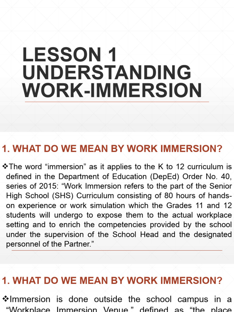 Lesson 1 Understanding Work-Immersion | PDF | Economics | Economies