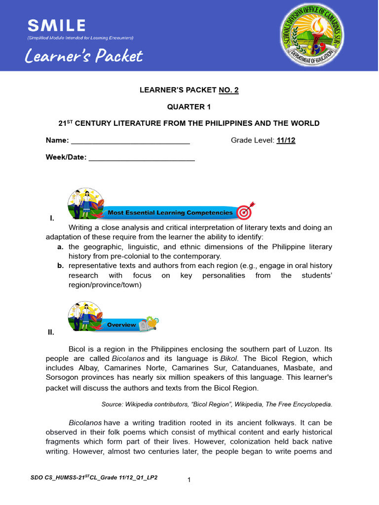 (Edited) SDO CS HUMSS Q1 21ST SMILE LP2 | PDF