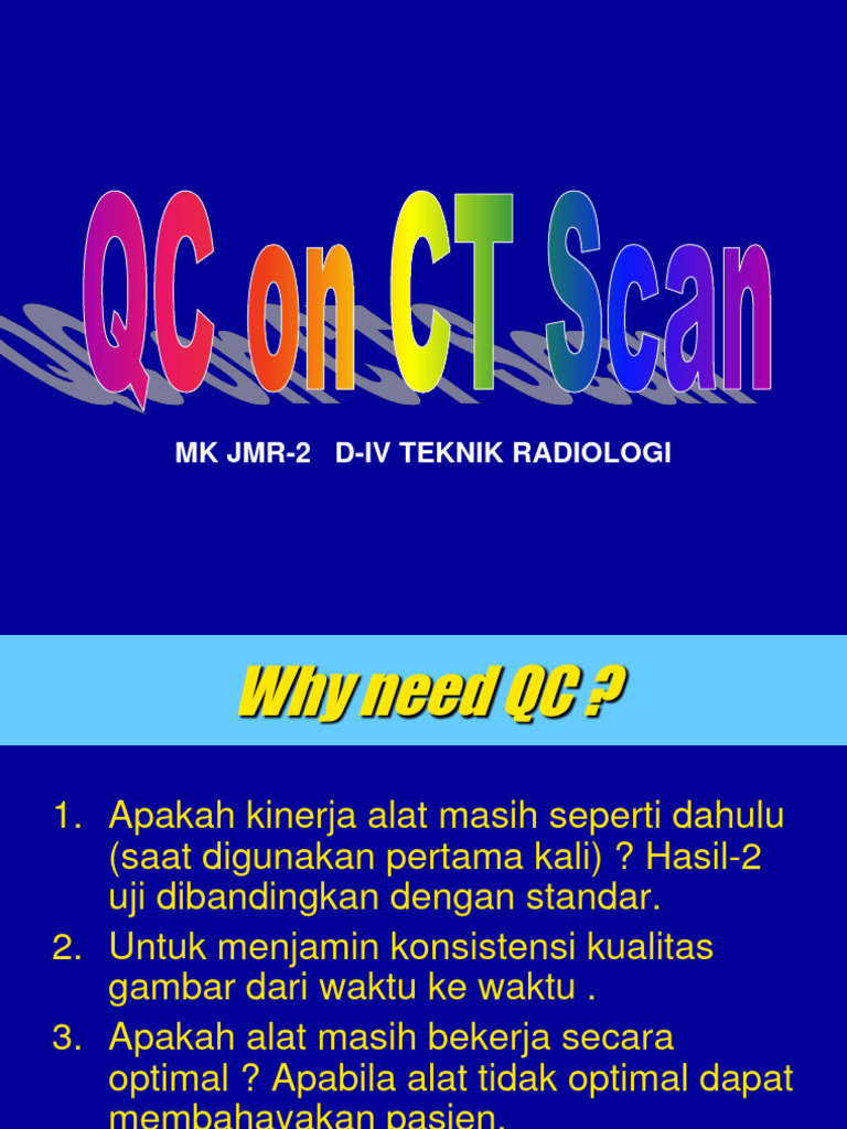 QC On CT Scan | PDF