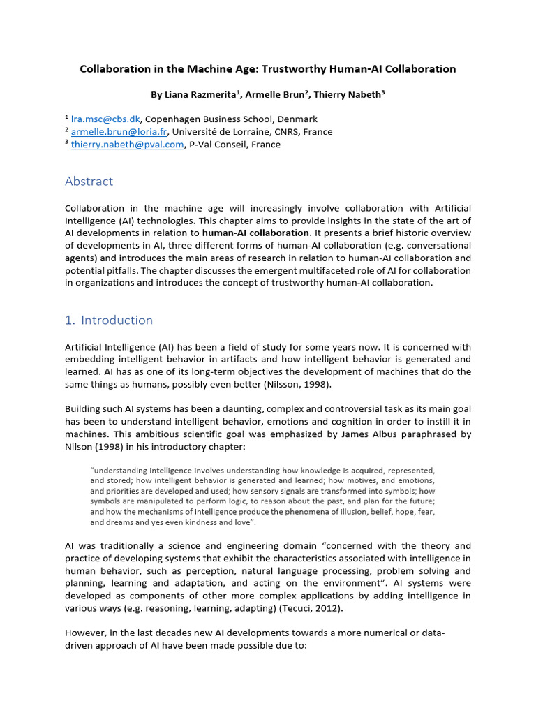 Collaboration in The Machine Age, Trustworthy Human-AI Collaboration ...