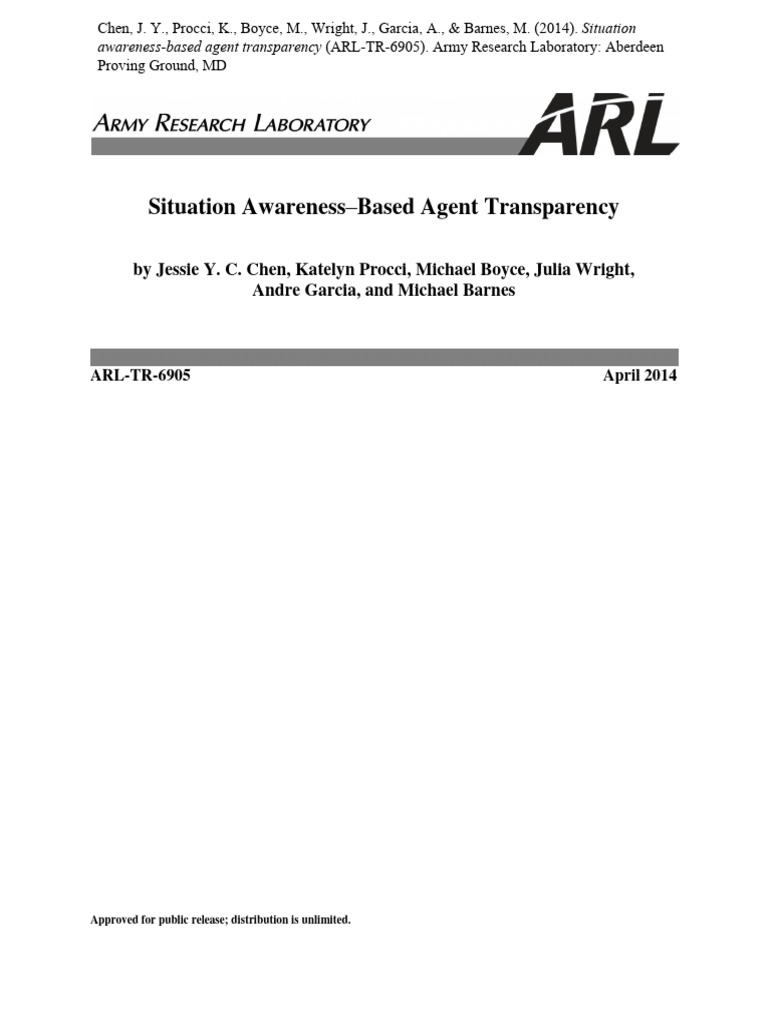 Situation Awareness-Based Agent Transparency | PDF | Information ...