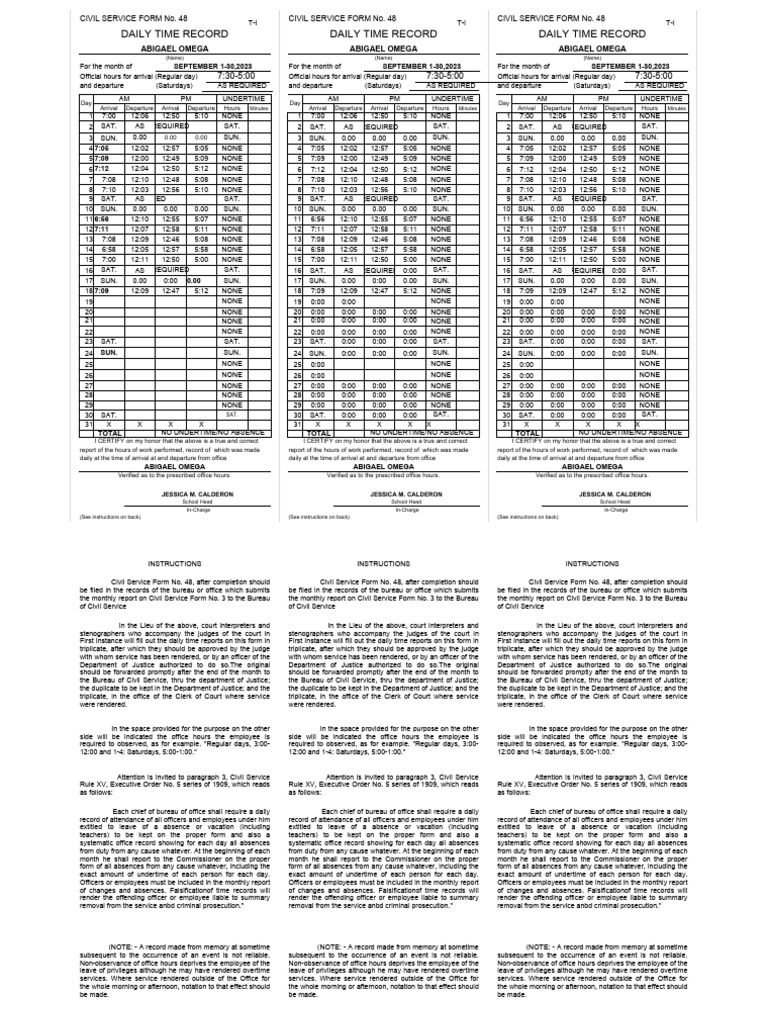 DTR New 2023 2024 | PDF | Overtime | Law Clerk