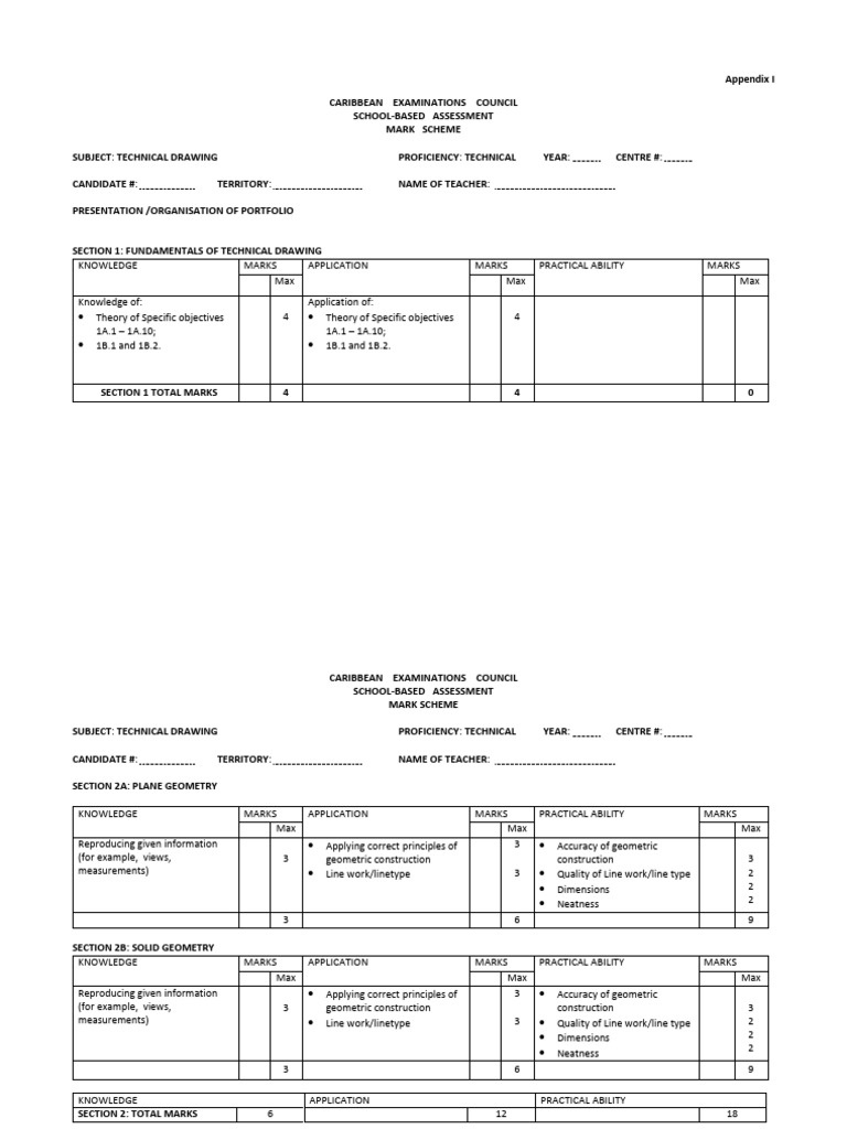 Csec Techdraw Mark Scheme | PDF | Geometry | Technical Drawing