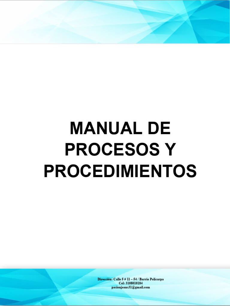 Manual Procesos y Procedimientos Pasion Jeans | PDF | Gestión de ...