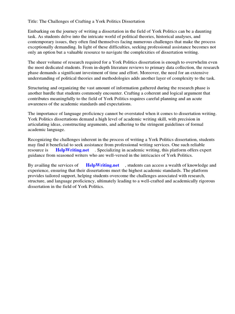York Politics Dissertation | PDF | Thesis | Knowledge