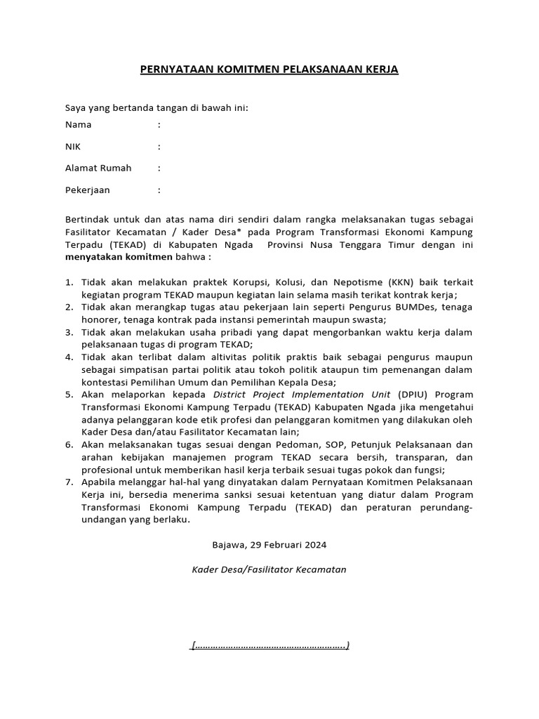 Pernyataan Komitmen | PDF