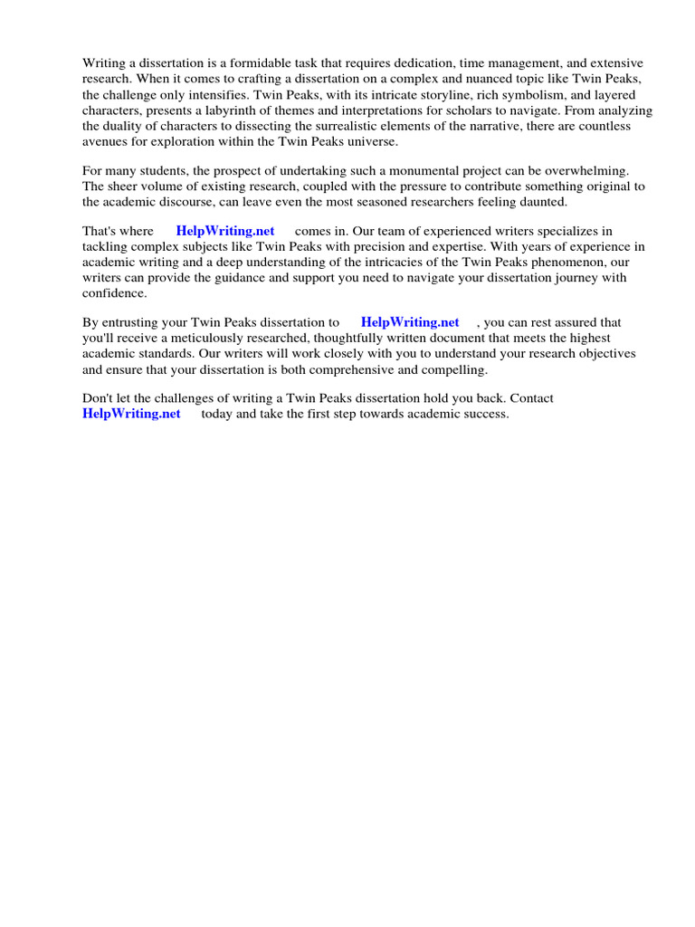 Twin Peaks Dissertation | PDF