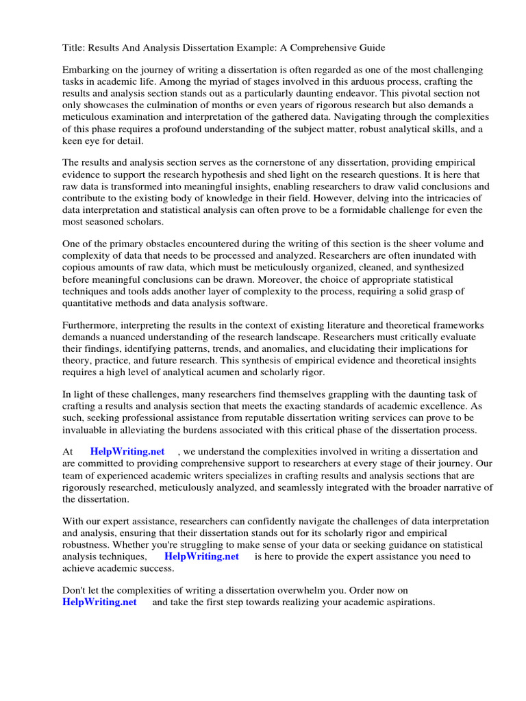 Results and Analysis Dissertation Example | PDF | Thesis | Statistics