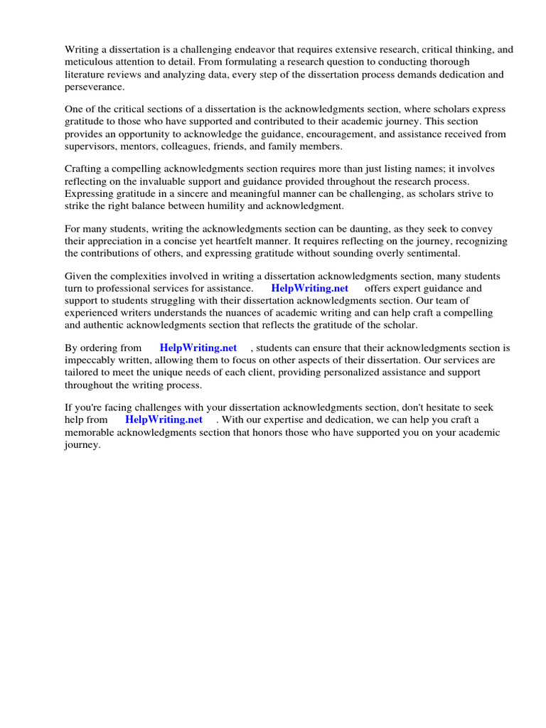 Sample Dissertation Acknowledgements Section | PDF | Thesis | Doctor Of ...