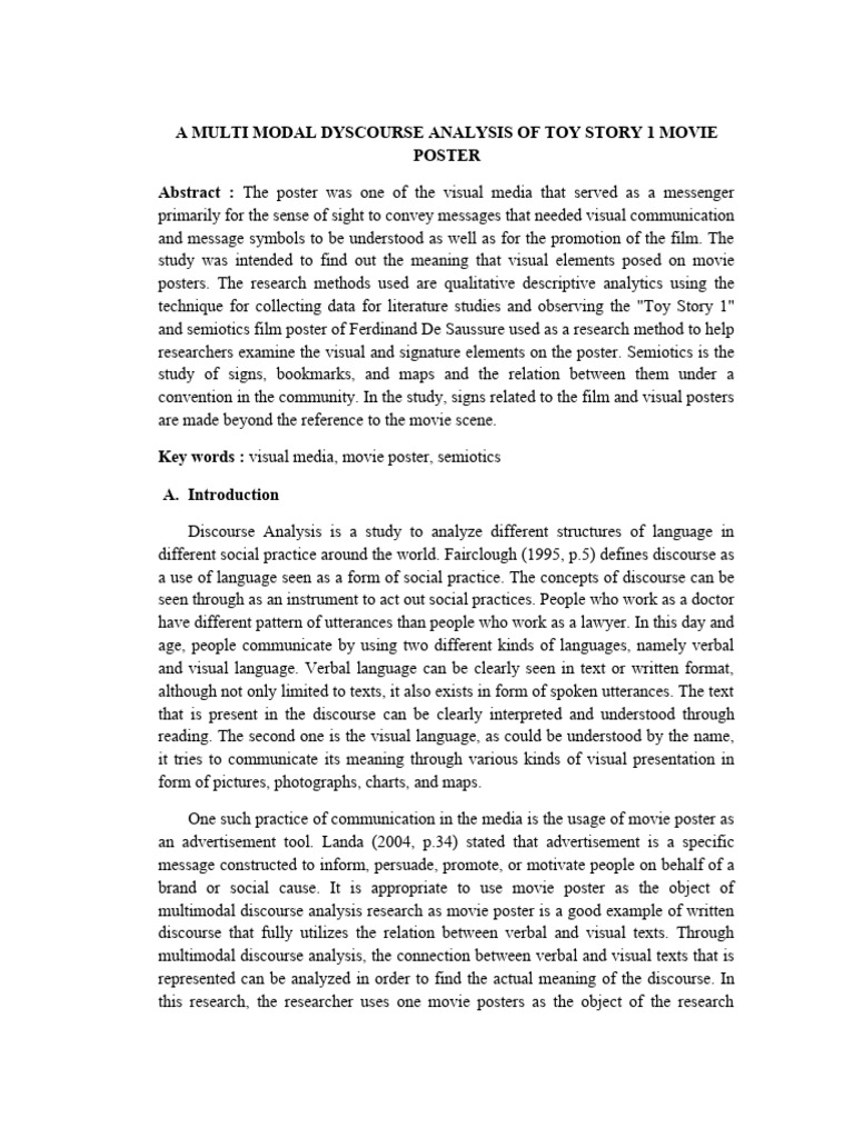 Analyzing Toy Story 1 Movie Poster | PDF | Discourse | Analysis