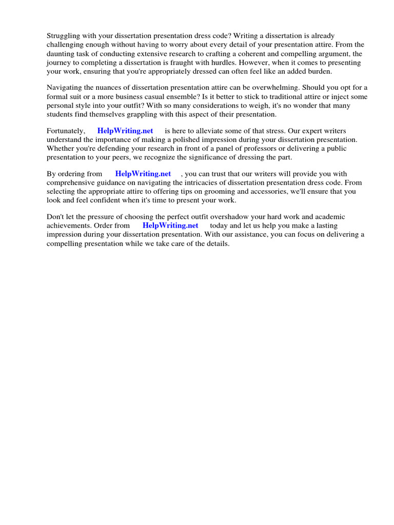 Dissertation Presentation Dress Code | PDF