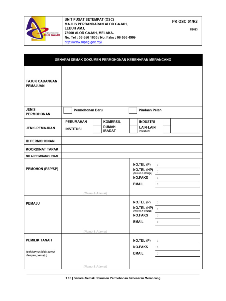 Senarai Semak Permohonan Kebenaran Merancang | PDF
