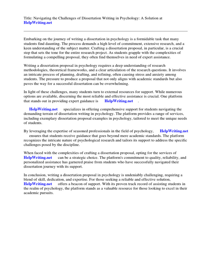 Dissertation Proposal Example Psychology | PDF | Thesis | Essays