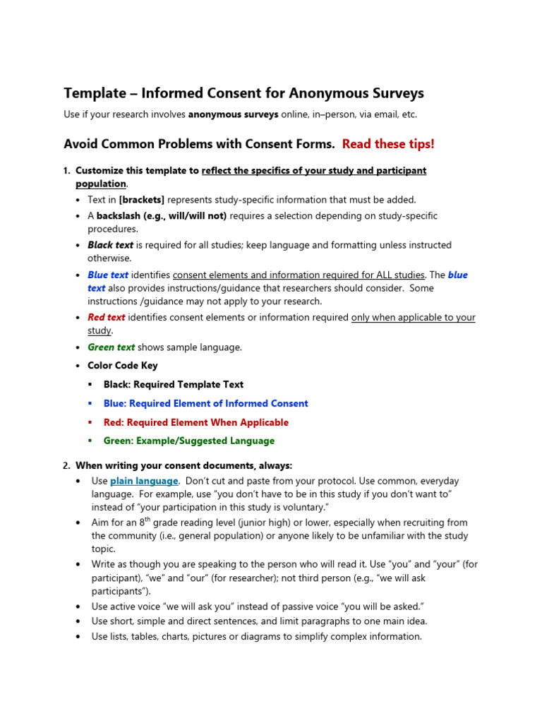 Anonymous-Survey-Consent-Template | PDF | Credit Card | Risk