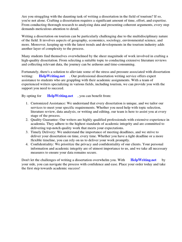 Tourism Dissertation Proposal Sample | PDF | Thesis | Tourism