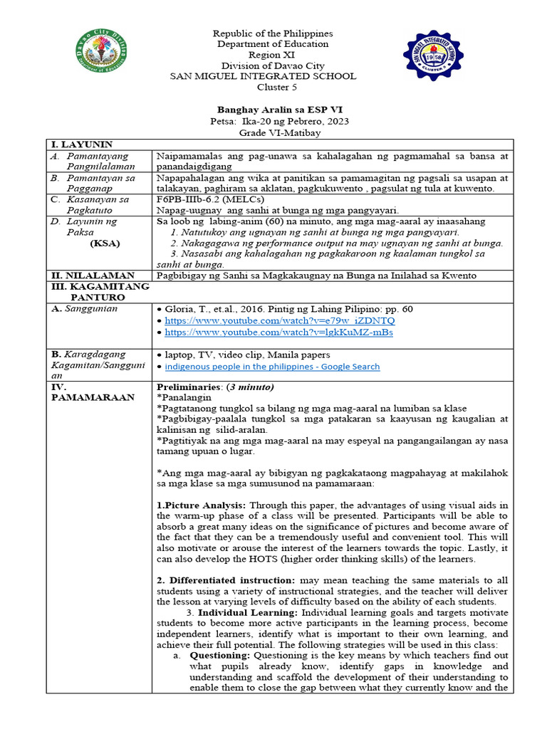 Lesson Plan ESP Q3 | PDF