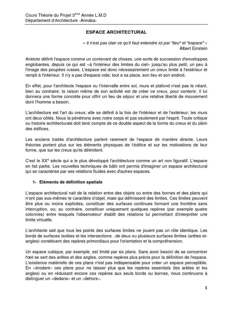 Espace Architectural en Théorie du Projet | PDF | Perspective ...