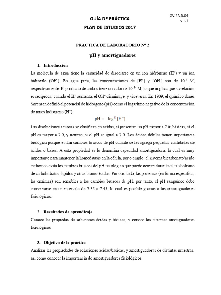P2 - PH y Amortiguadores - 030549 | PDF | Ph | Ácido