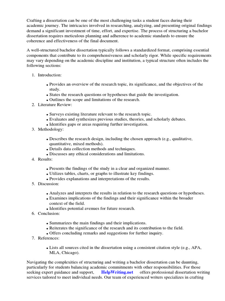 Bachelor Dissertation Structure Pdf Thesis Scientific Method