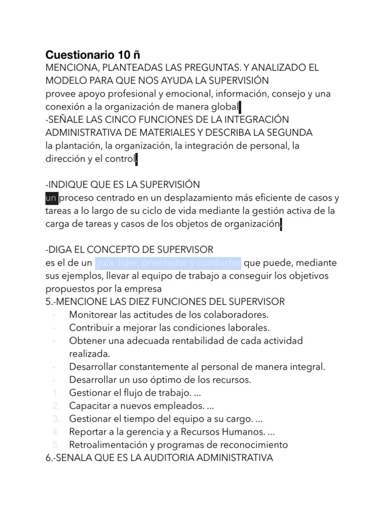 Funciones y Conceptos de Supervisión Administrativa | PDF | Auditoría ...