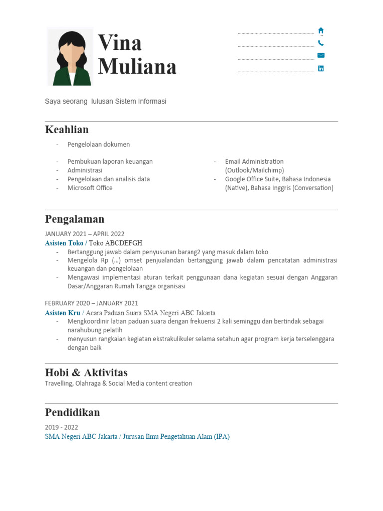 FREE TEMPLATE CV Lulusan S1 by Vina Muliana-1 | PDF