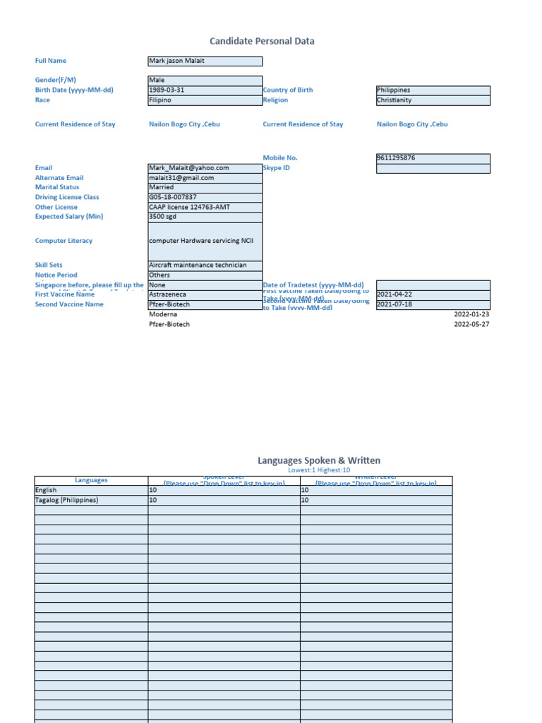 Candidate Profile: Mark Jason Malait | PDF | Airbus | Airliner