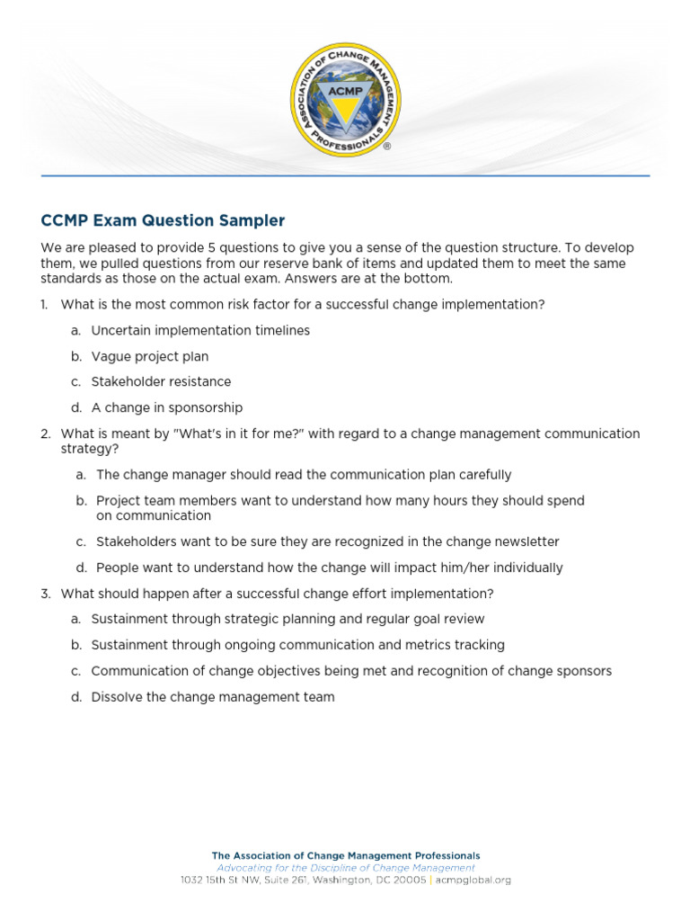 09 19 21 CCMP Exam Q Sampler | PDF