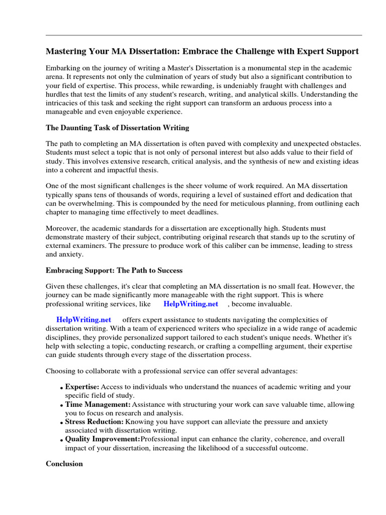 Ma Dissertation Example | Download Free PDF | Thesis | Methodology