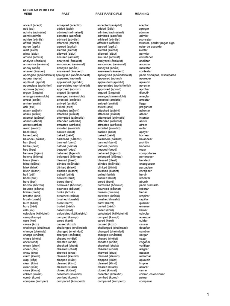 Regular Verbs | PDF | Syntax | Grammar
