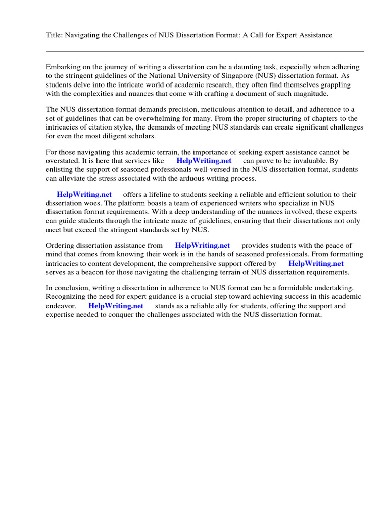 Nus Dissertation Format | PDF | Thesis | Methodology