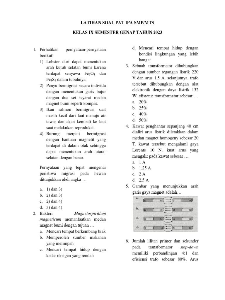 9 - LATIHAN SOAL PAT | PDF