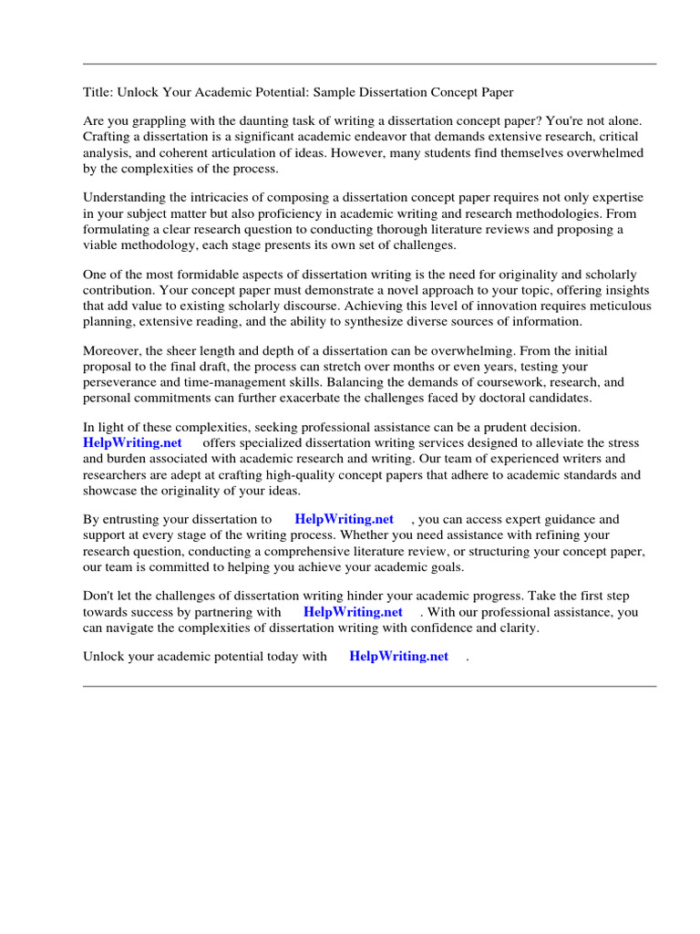 Sample Dissertation Concept Paper Guide | PDF | Thesis | Methodology