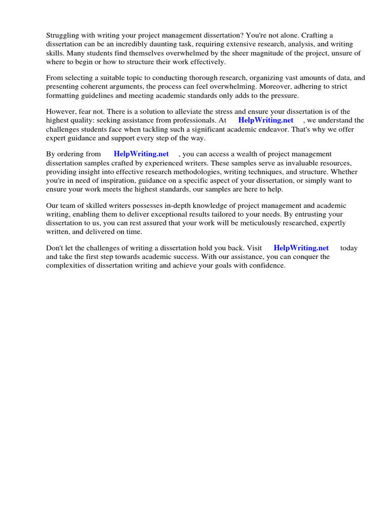 Project Management Dissertation Samples | PDF | Thesis | Project Management