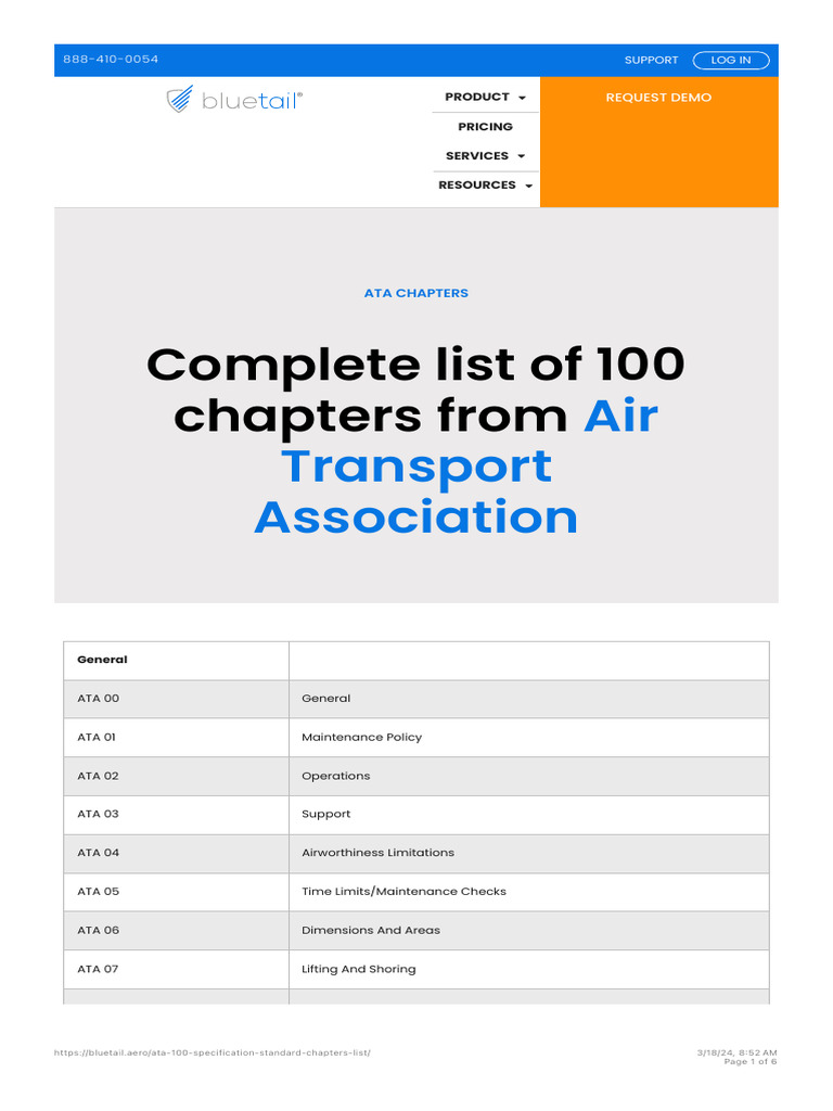 ATA 100 Specification Standard Chapters List - Bluetail - Digital ...
