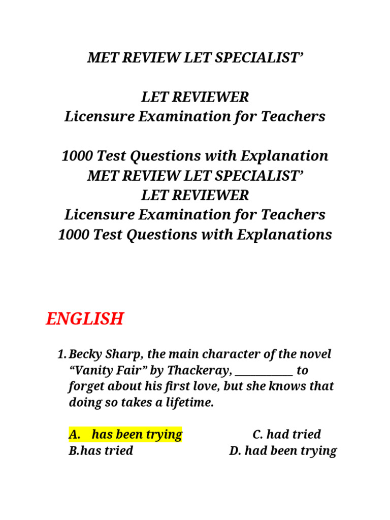 MET Review LET SPECIALIST | PDF | Area
