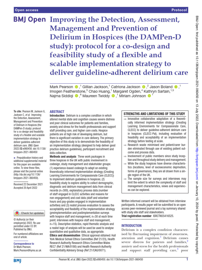 The DAMPen-D Study | PDF | Palliative Care | Preventive Healthcare