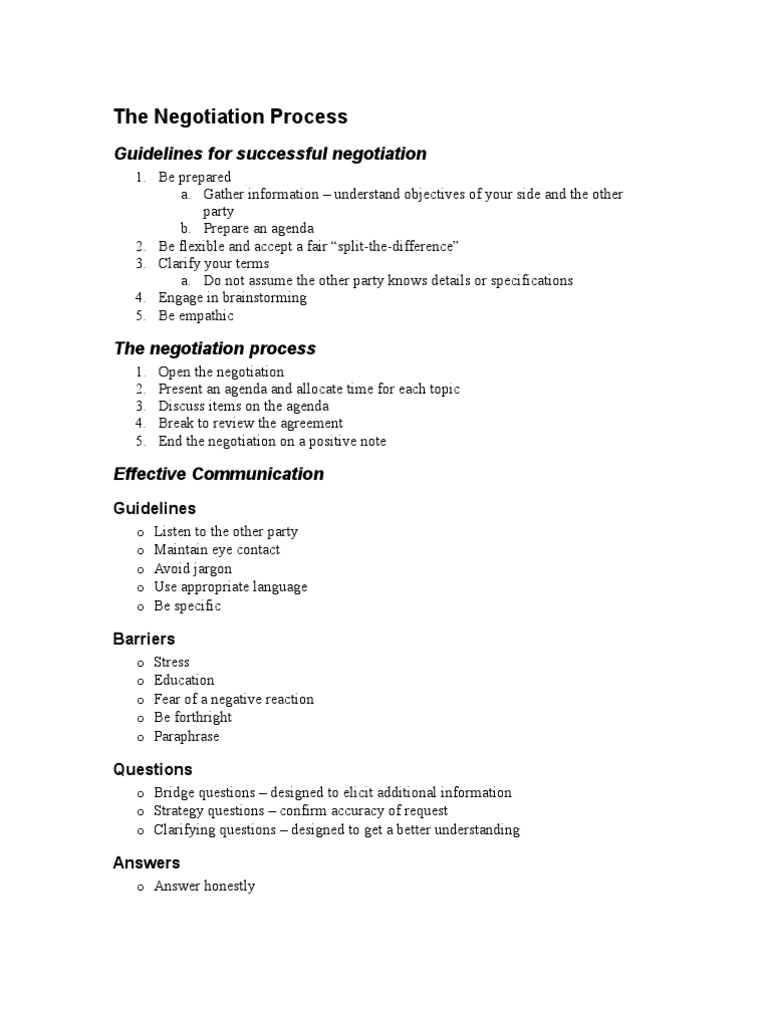 The Negotiation Process | PDF | Negotiation | Epistemology