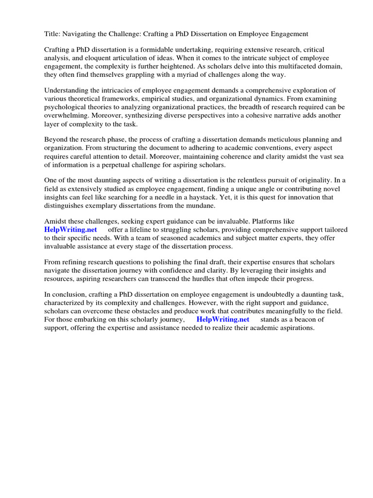 PHD Dissertation Employee Engagement | PDF | Motivation | Motivational