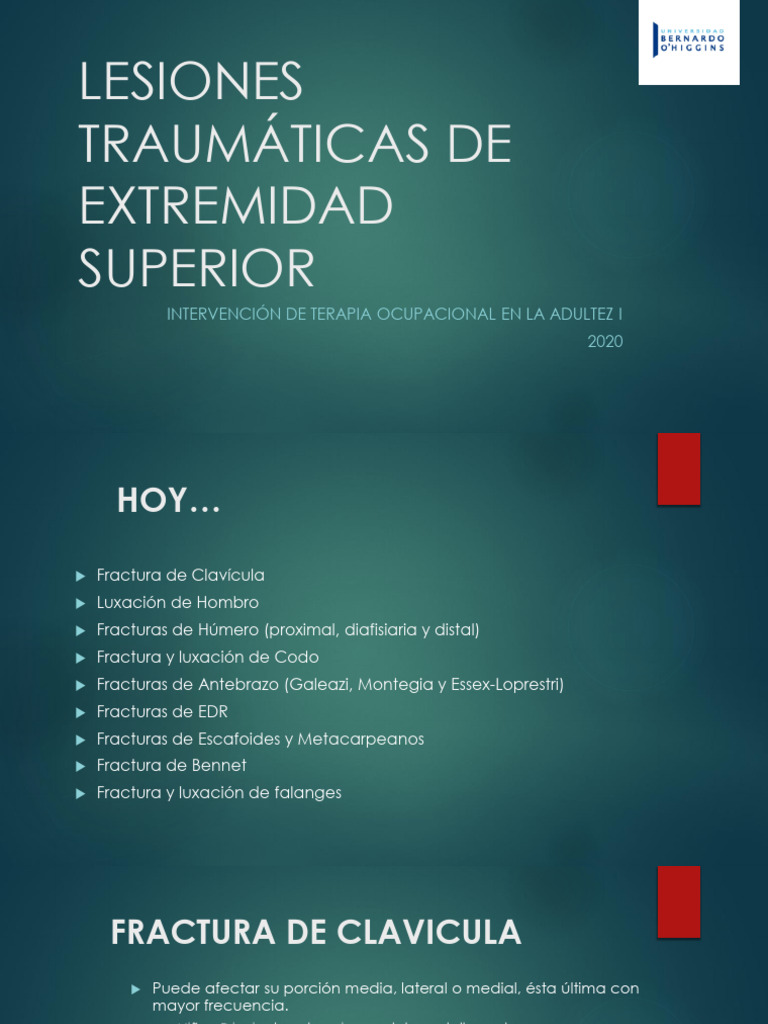 Clase 3 Lesiones Traumáticas de EESS | PDF | Hombro | Traumatologia