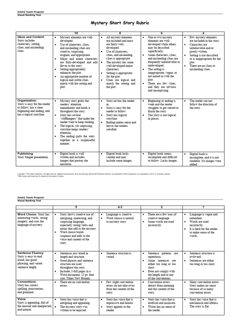 mystery_short_story_rubric2 | PDF | Sentence (Linguistics) | Word