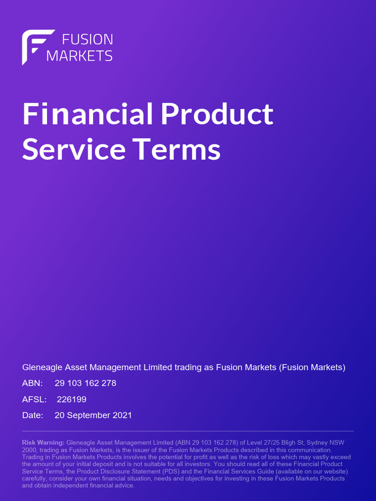 Fusion Markets Financial Product Terms | PDF