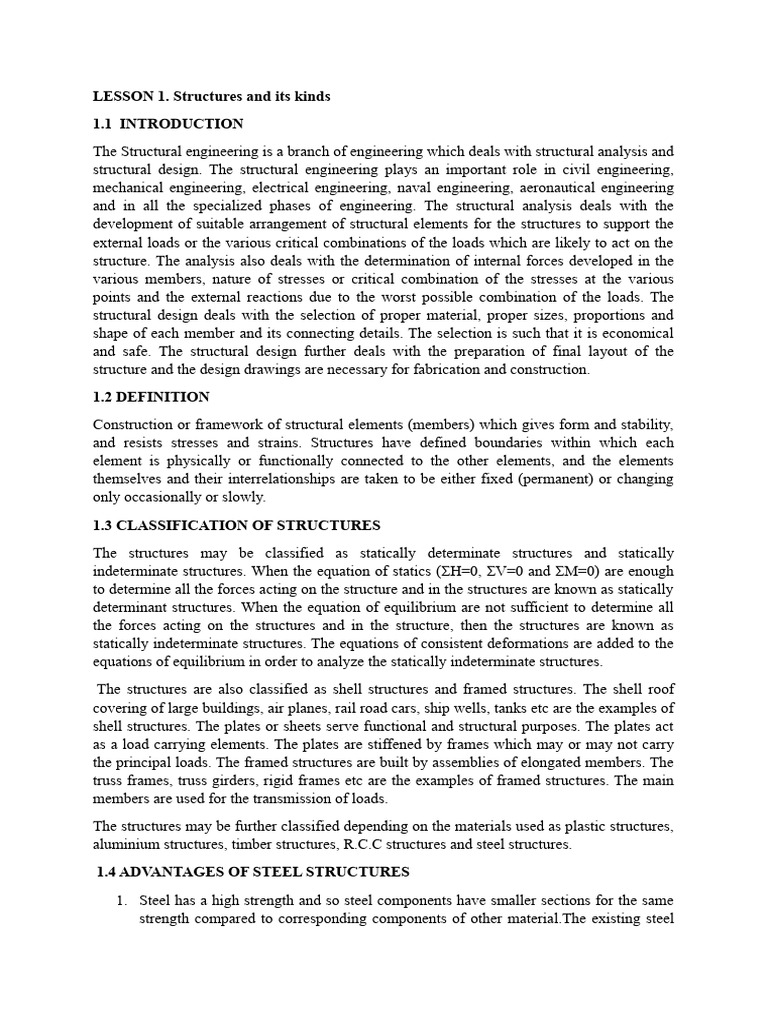 LESSON 1 - Structures and Its Kinds | PDF | Steel | Structural Steel